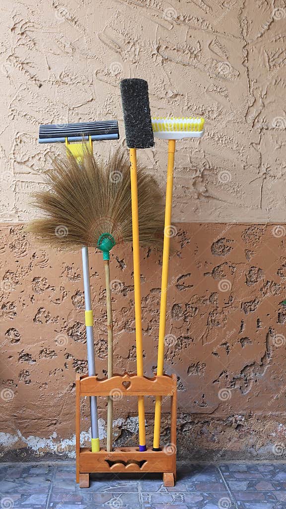 Cleaning Tools, Broom Mob Brush. Stock Image - Image of people ...