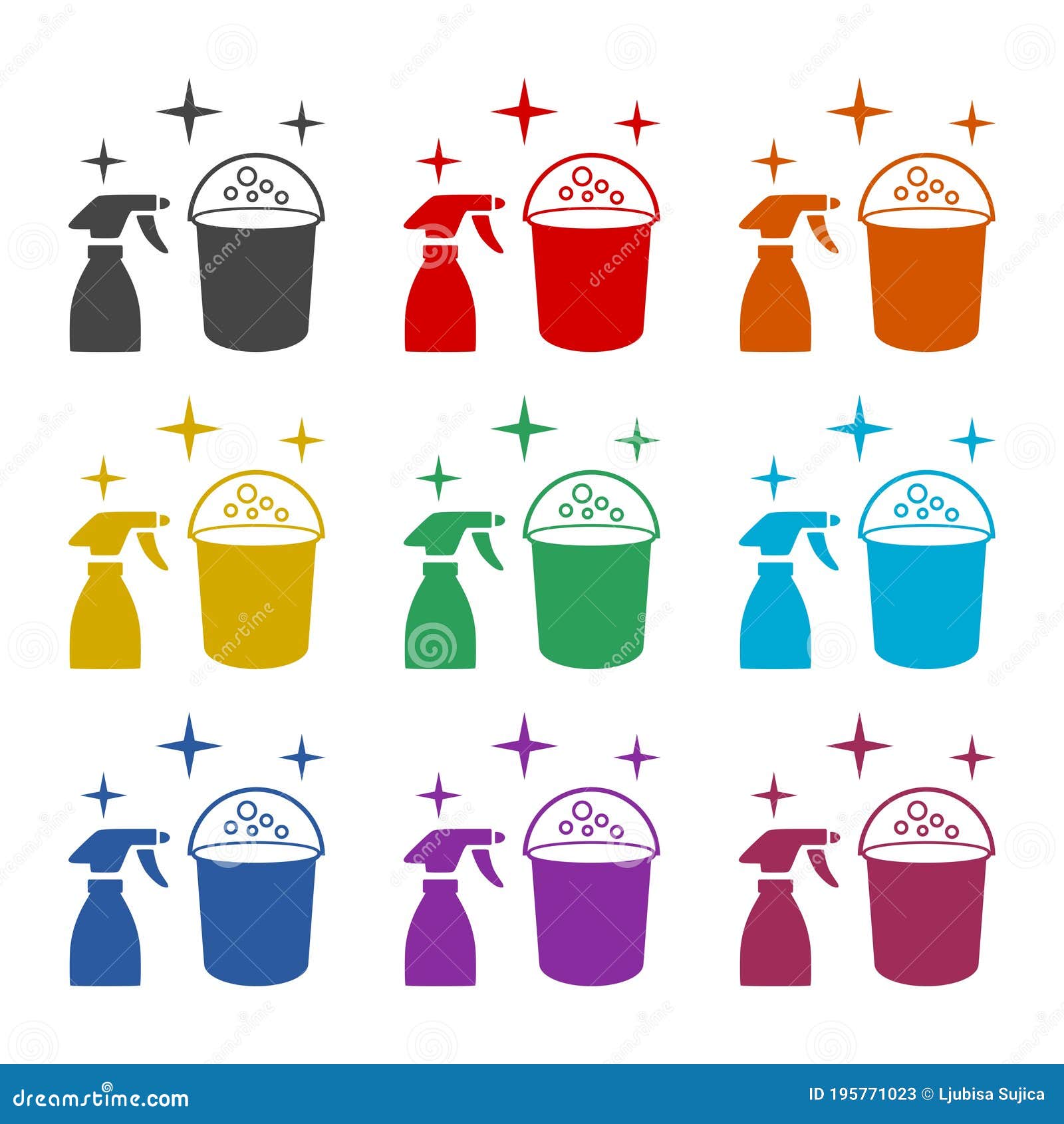 Cleaning Tools Icon, Color Set Stock Vector - Illustration of gift ...