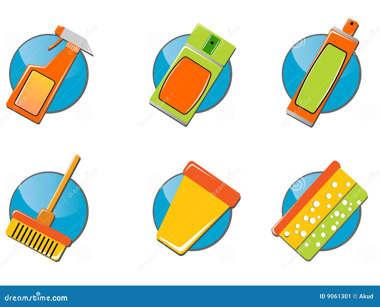 Cleaning tools icon set stock vector. Illustration of broom - 9061301