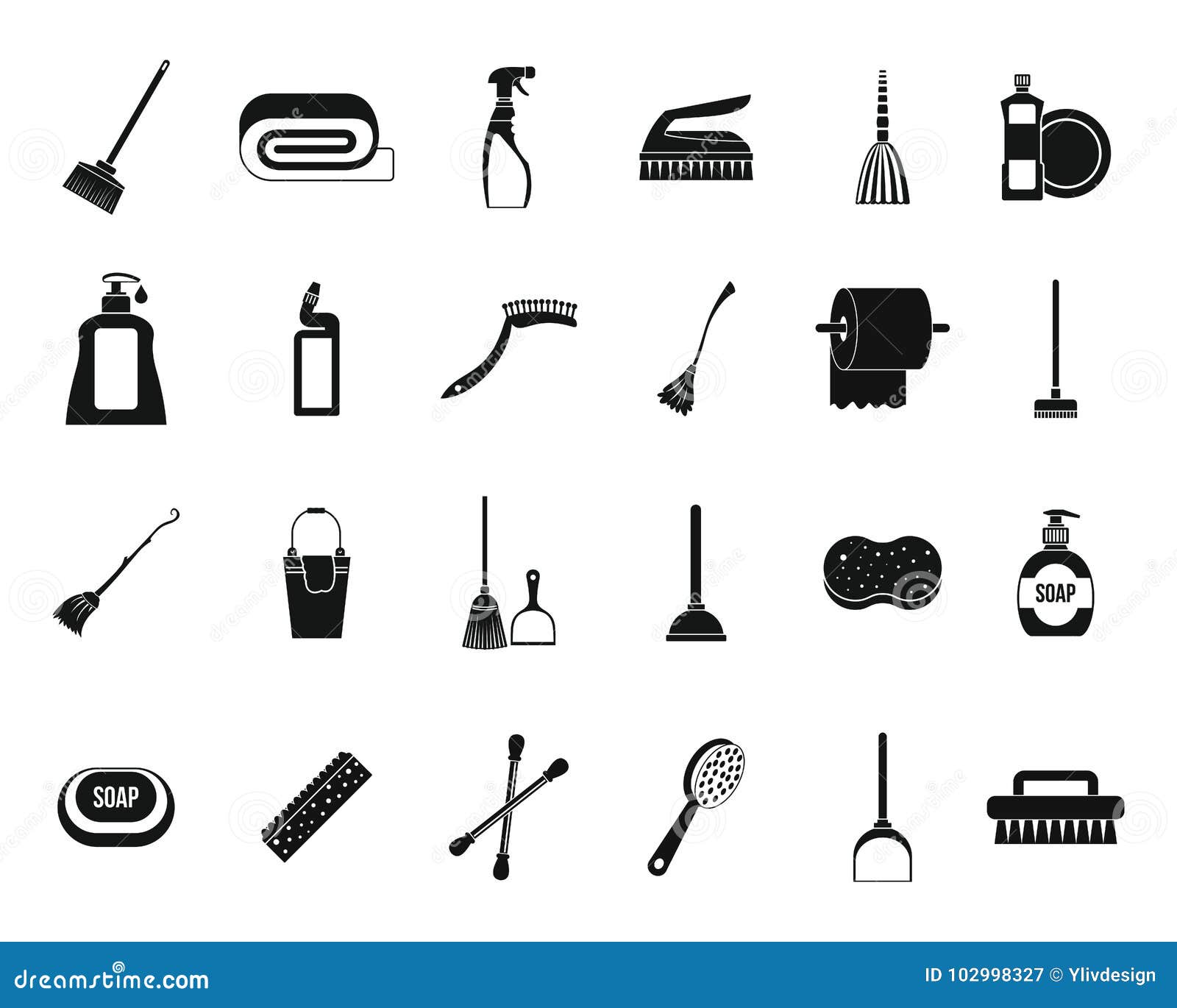 Cleaning Tools Icon Set, Simple Style Stock Vector - Illustration of ...