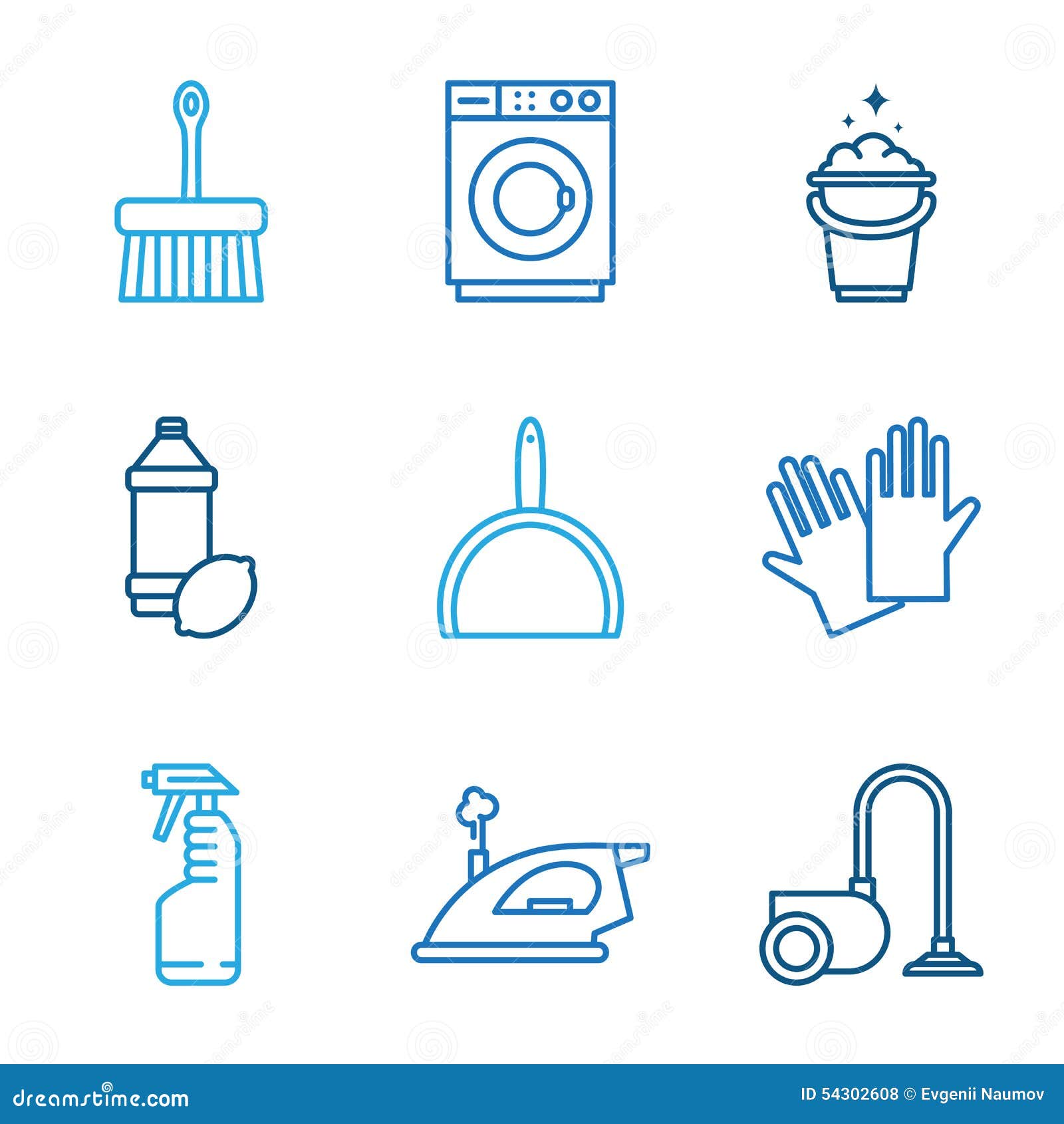 Cleaning Tools Icons in Flat Color Style Stock Vector - Illustration of ...