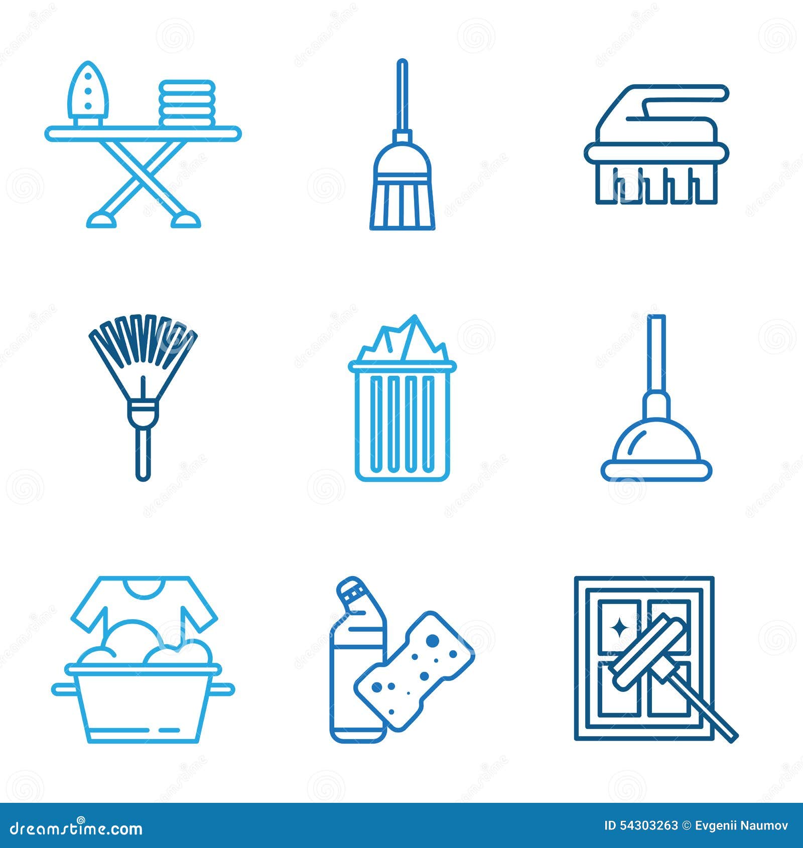 Cleaning Tools Icons in Flat Color Style Stock Vector - Illustration of ...