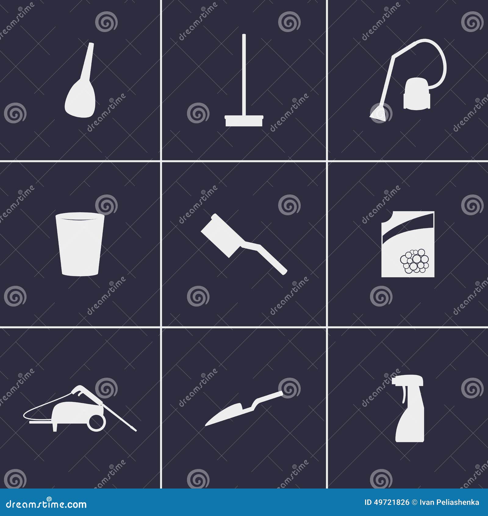 Cleaning tools icons stock illustration. Illustration of tool - 49721826