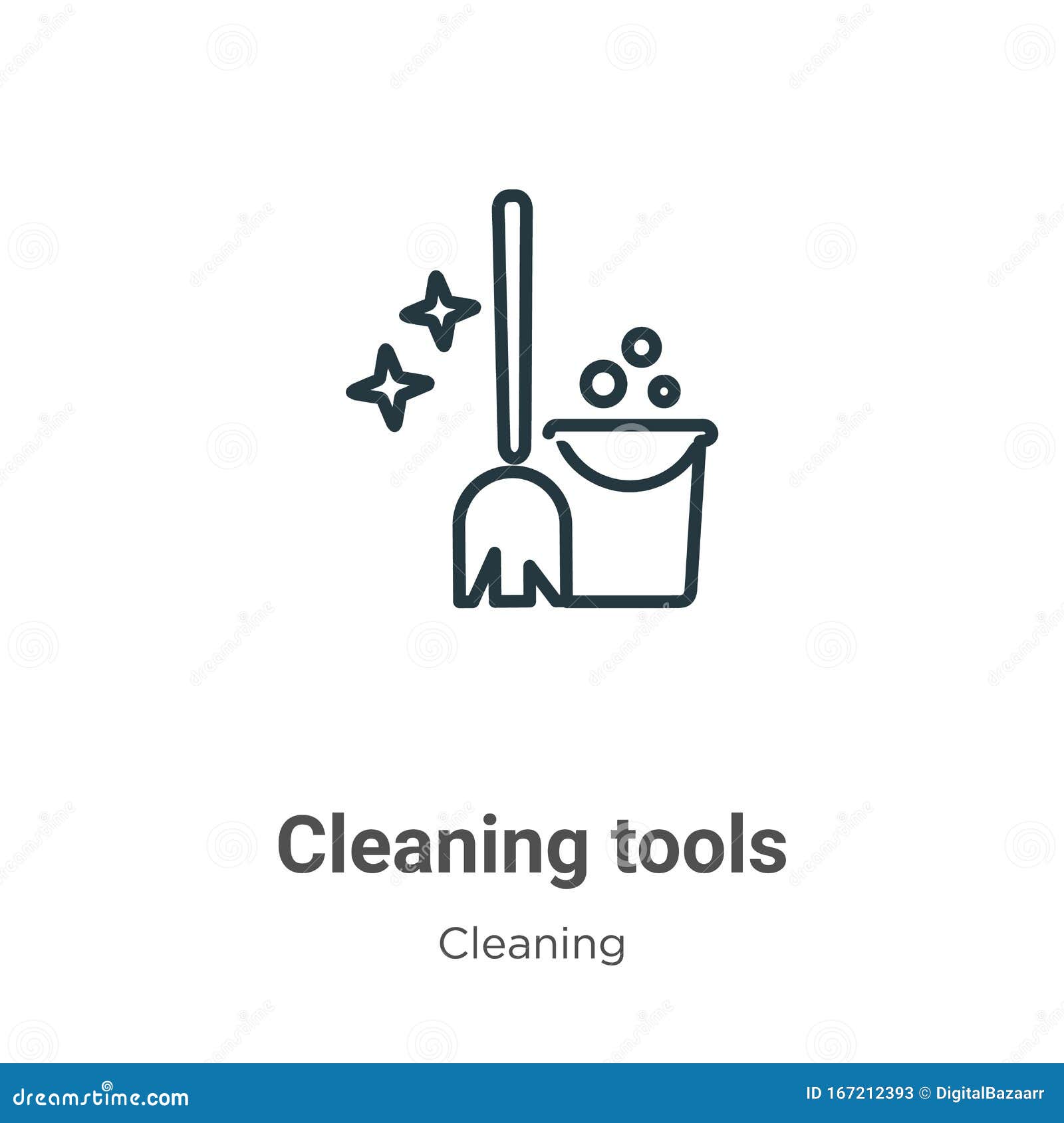Cleaning Tools Outline Vector Icon. Thin Line Black Cleaning Tools Icon ...
