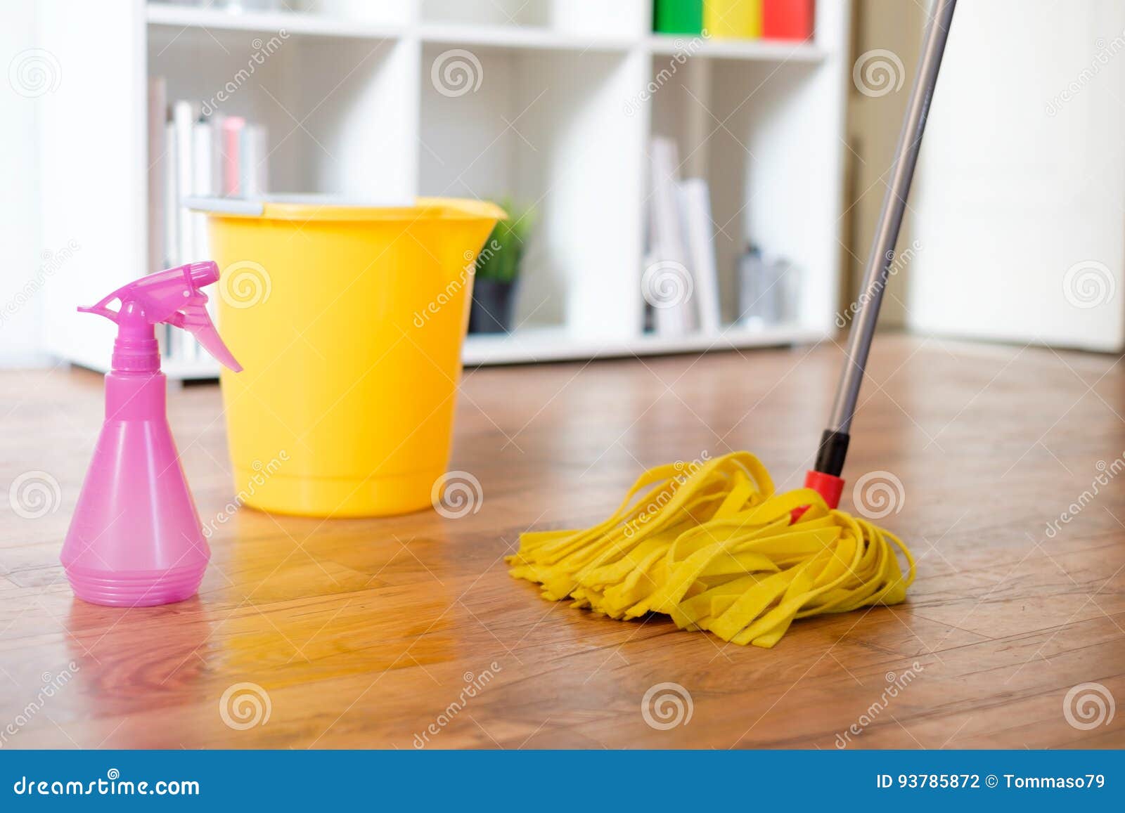 Cleaning Tools on Parquet Floor Stock Photo - Image of fiber, dust ...