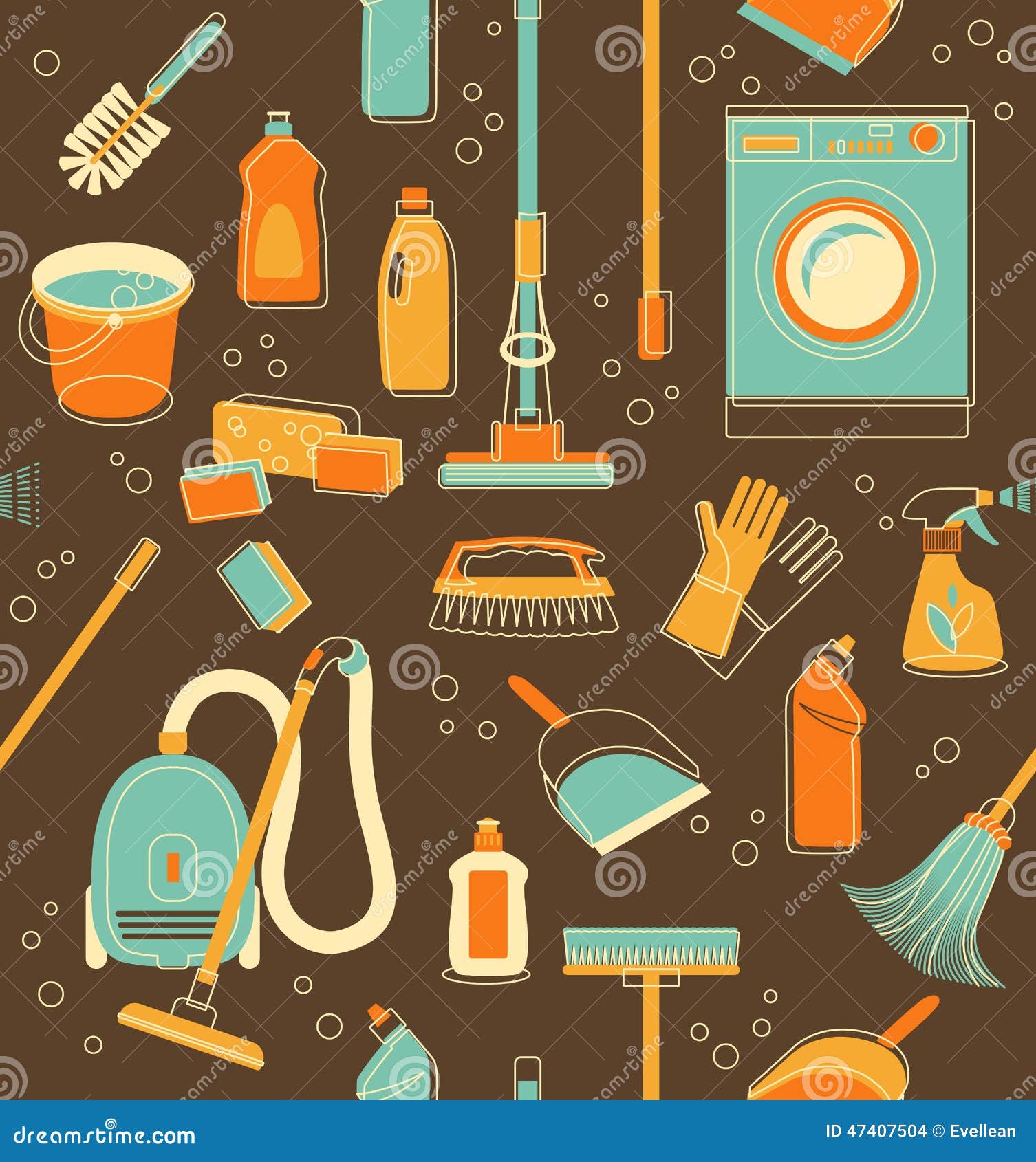 Cleaning Tools Seamless Background Stock Vector - Illustration of ...