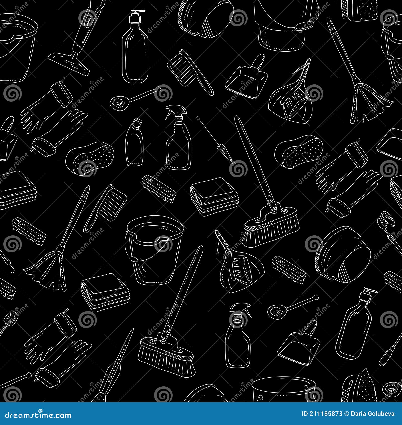 Cleaning Tools Seamless Pattern.Washing Equipment for Floor,windows and ...