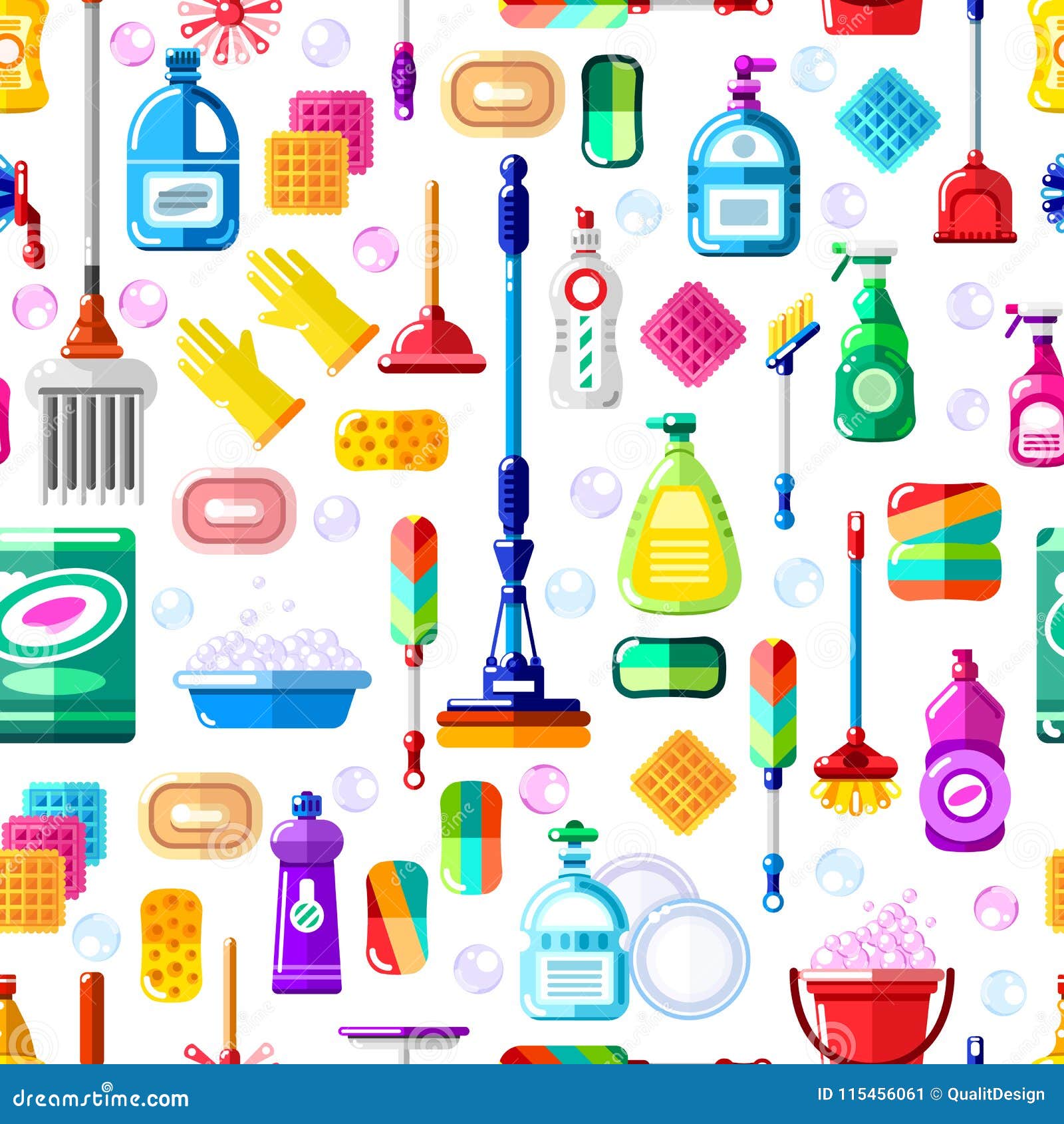 Cleaning Tools Seamless Vector Pattern. House Cleaning and Housework ...
