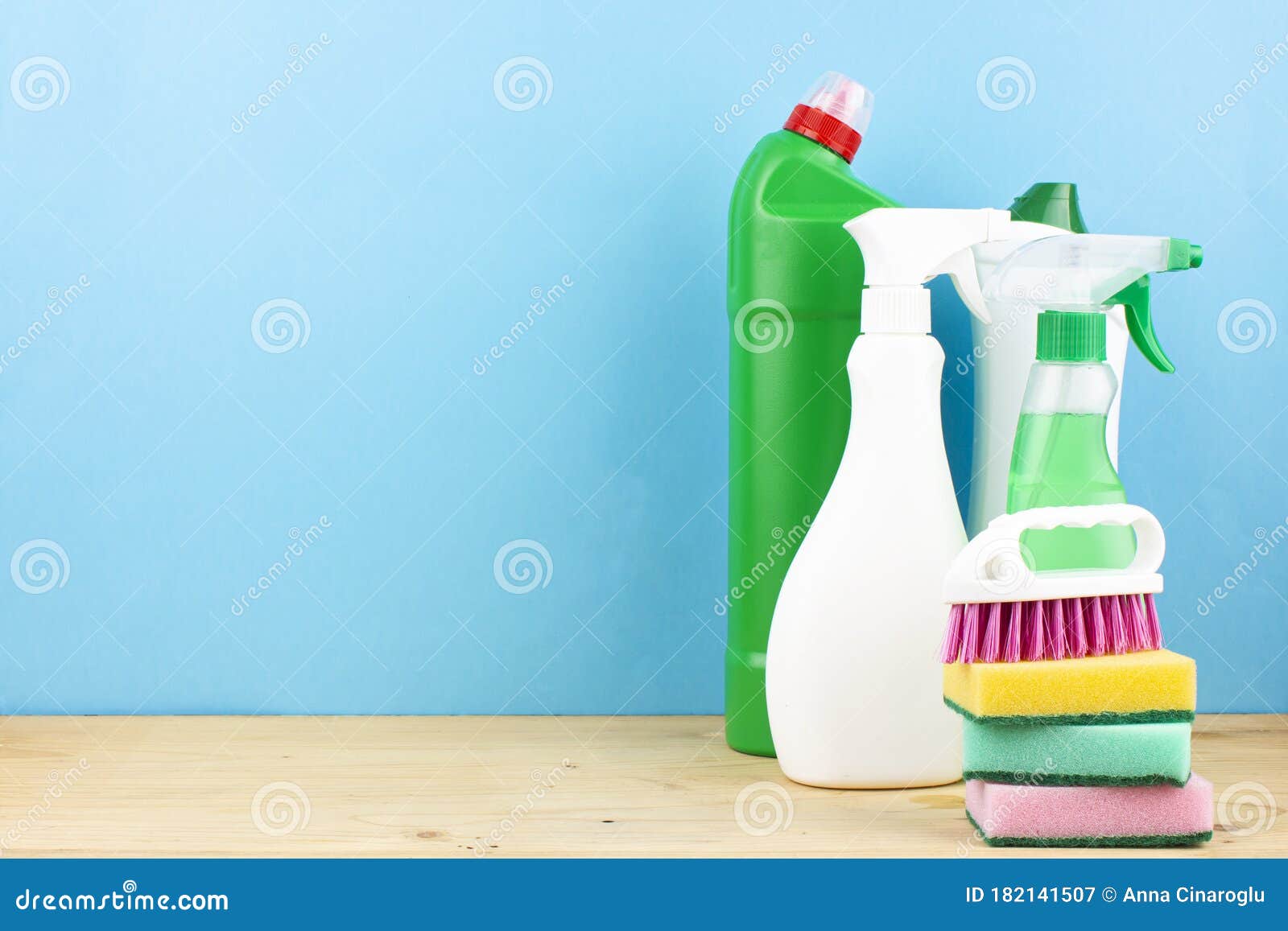 Cleaning Tools. Set of Cleaning Supplies - Spray and Cleaning Agent on ...