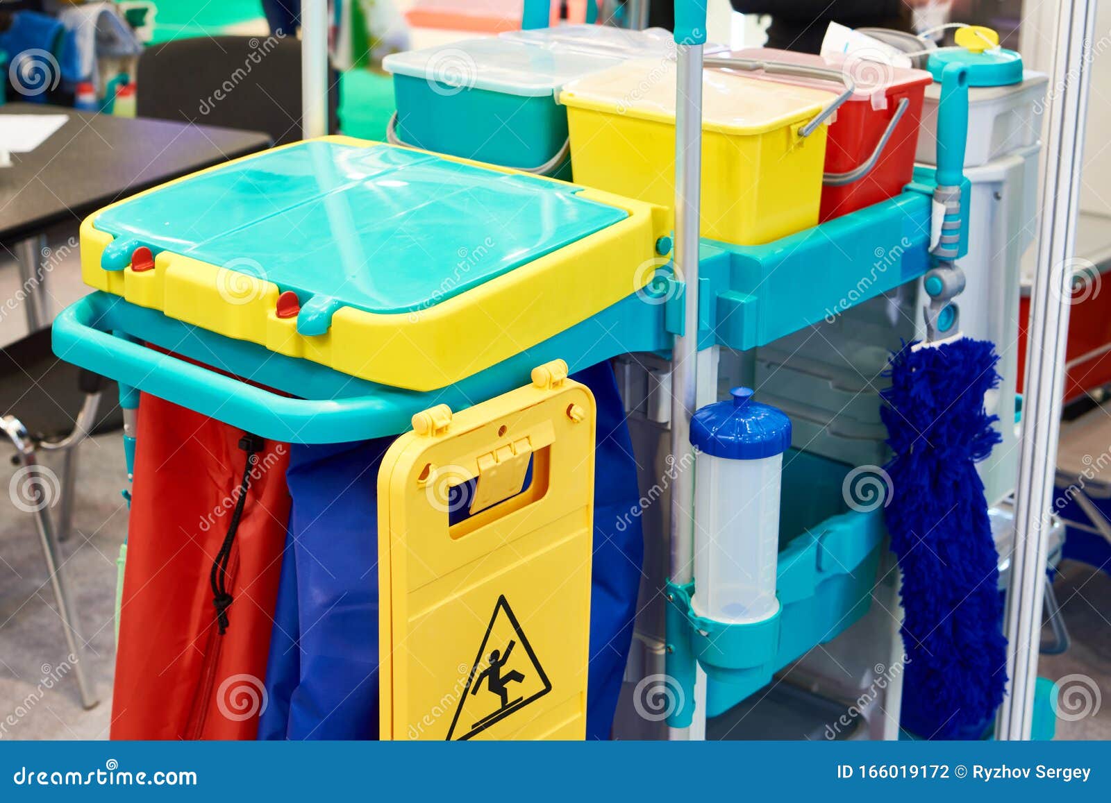 Cleaning trolley stock photo. Image of trolley, floor - 166019172