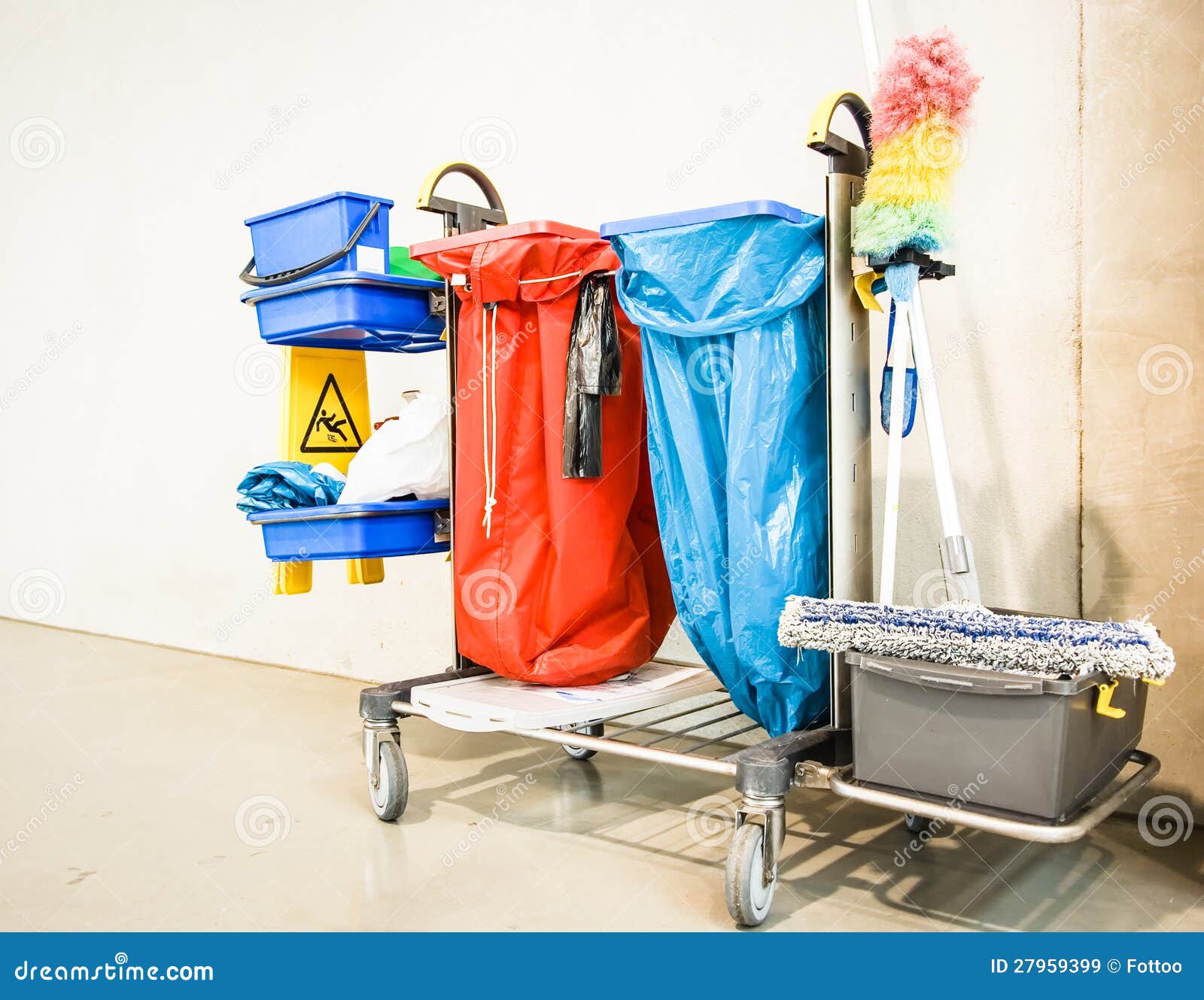 Cleaning Trolley - Service Cart Stock Image - Image of horizontal, cart ...