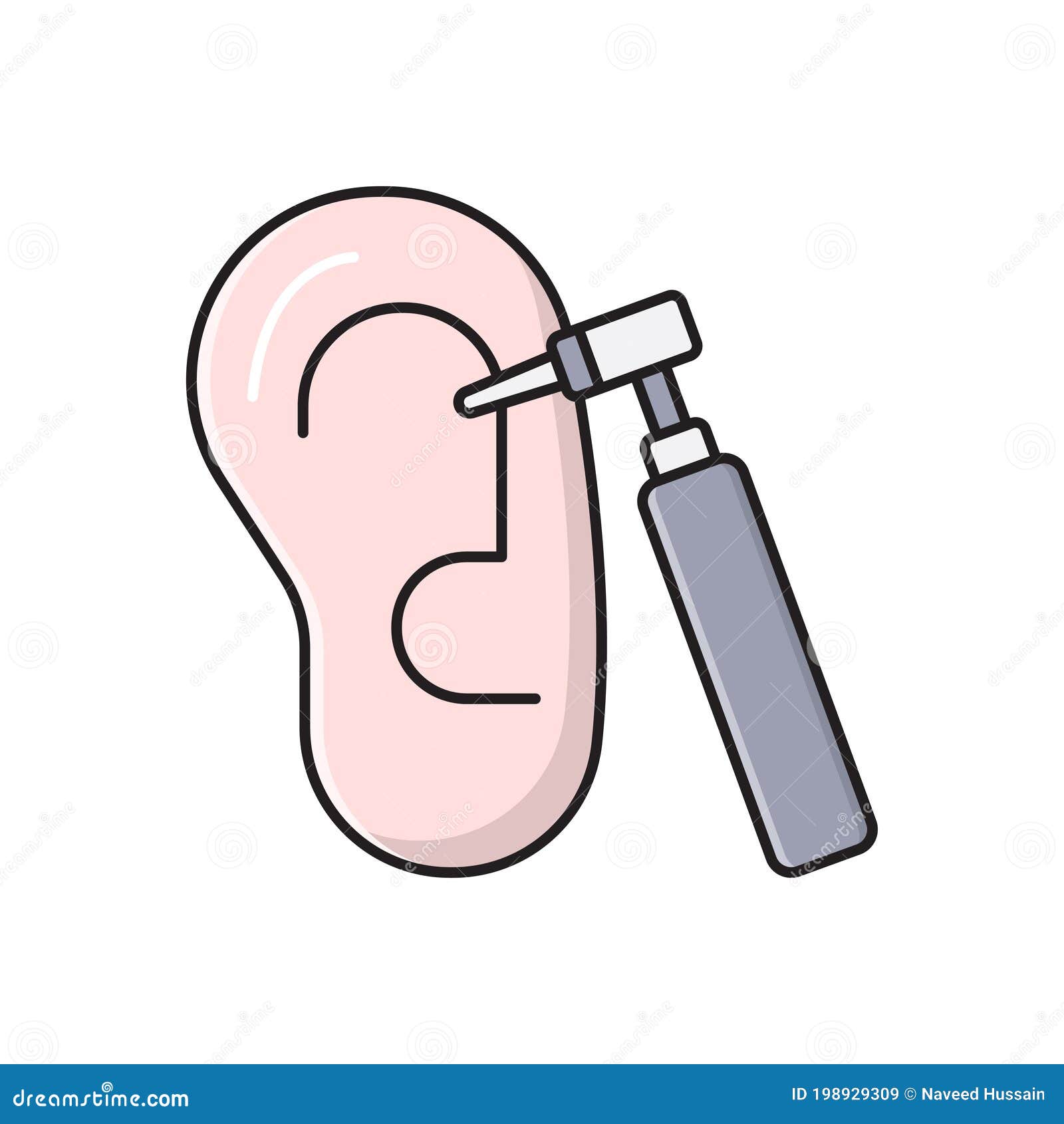 Cleaning The Ear Canal With A Cotton Swab. Illustration Of Unhealthy ...