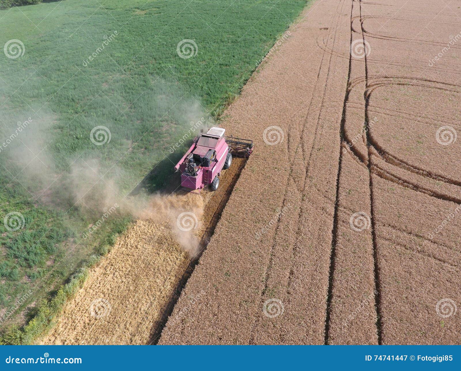 Cleaning wheat harvester stock image. Image of horizon - 74741447