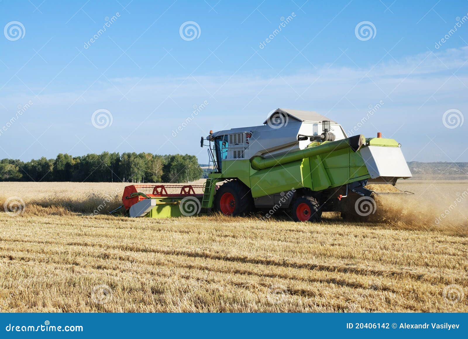Cleaning of a Wheaten Field by a Combine Stock Photo - Image of ...