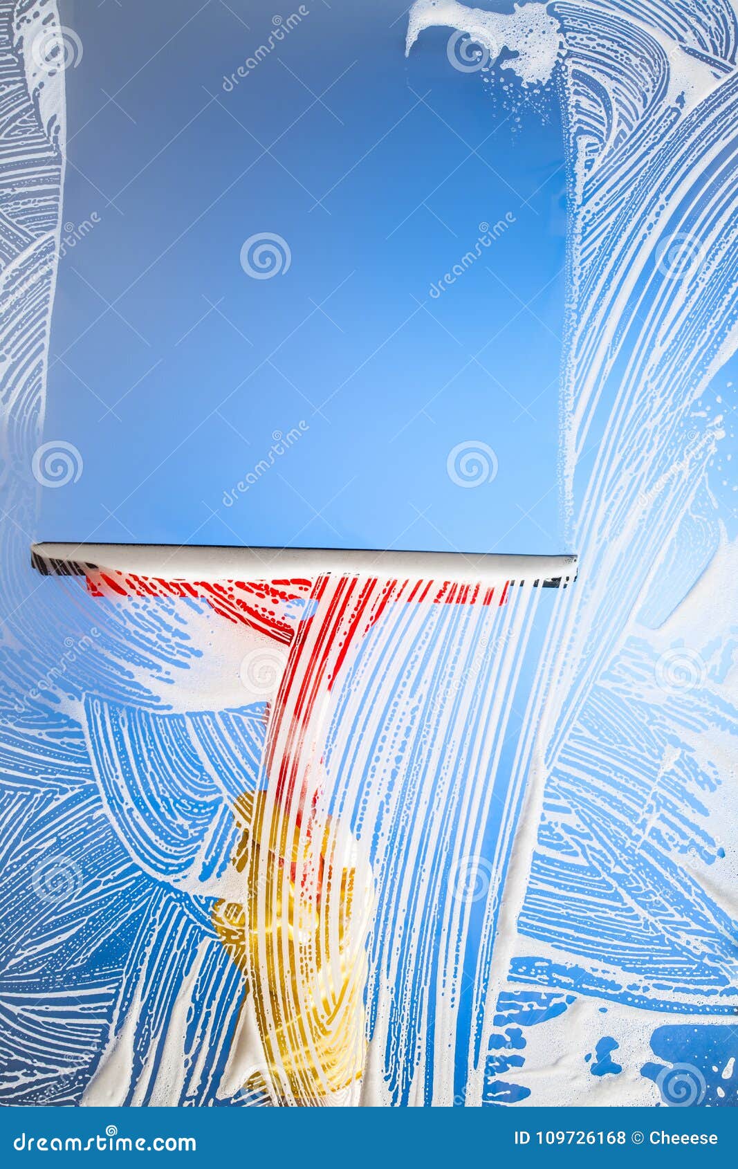 Cleaning Window with Squeegee Blue Sky Stock Photo - Image of service ...