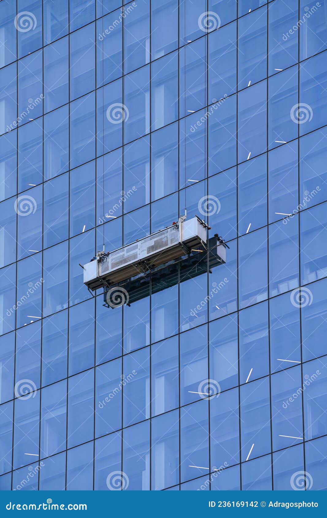 Cleaning the Windows of Some Tall Skyscraper Buildings. Workers are ...