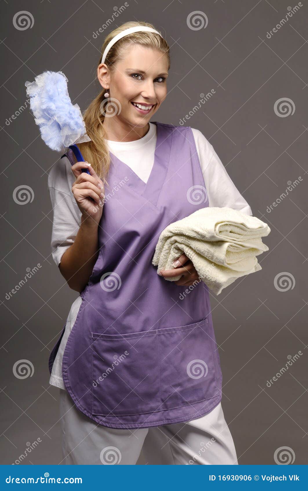 Cleaning woman stock photo. Image of purple, clothes - 16930906