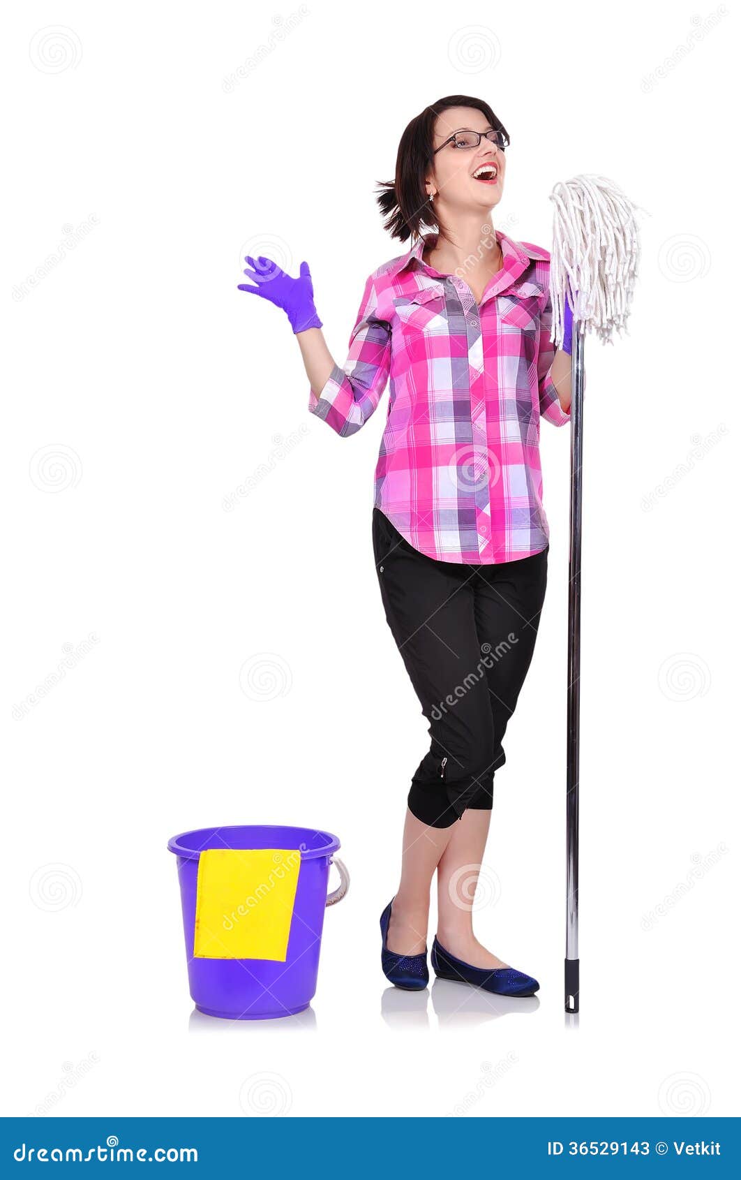 Cleaning woman singing stock image. Image of apron, housework - 36529143