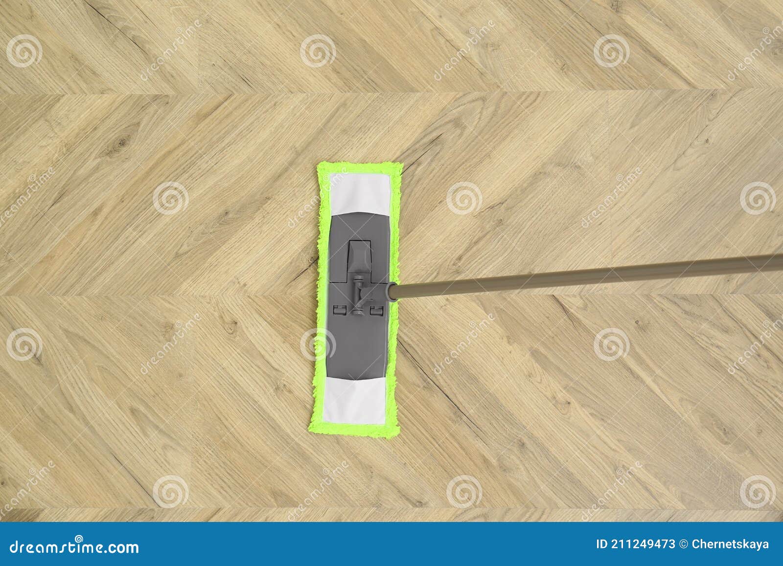 Cleaning of Wooden Floor with Mop, Top View Stock Image - Image of ...