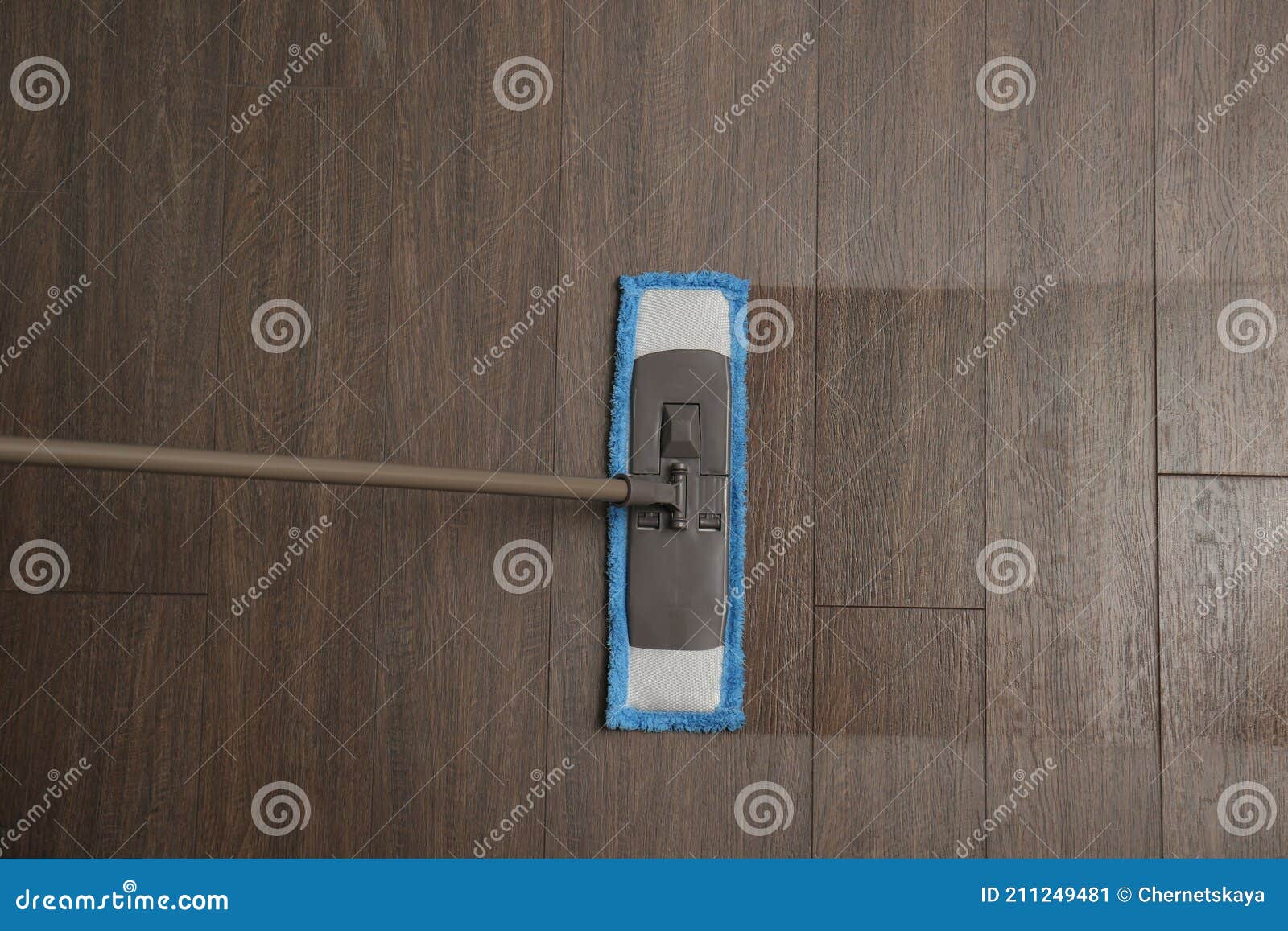 Cleaning of Wooden Floor with Mop, Top View Stock Image - Image of ...