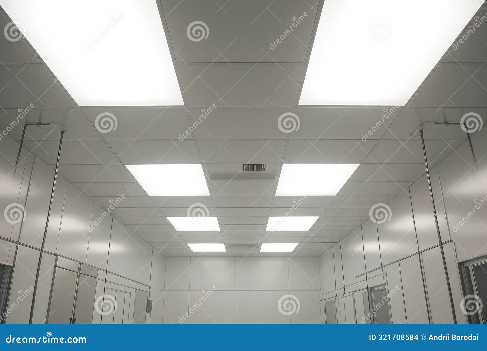 Cleanroom Aesthetics: Square Panel Ceilings and Lighting. Stock ...
