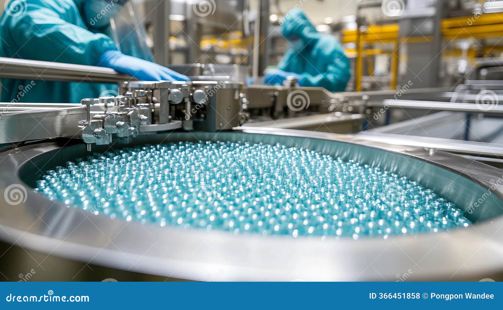 Cleanroom Biopharmaceutical Production Process With Workers In ...