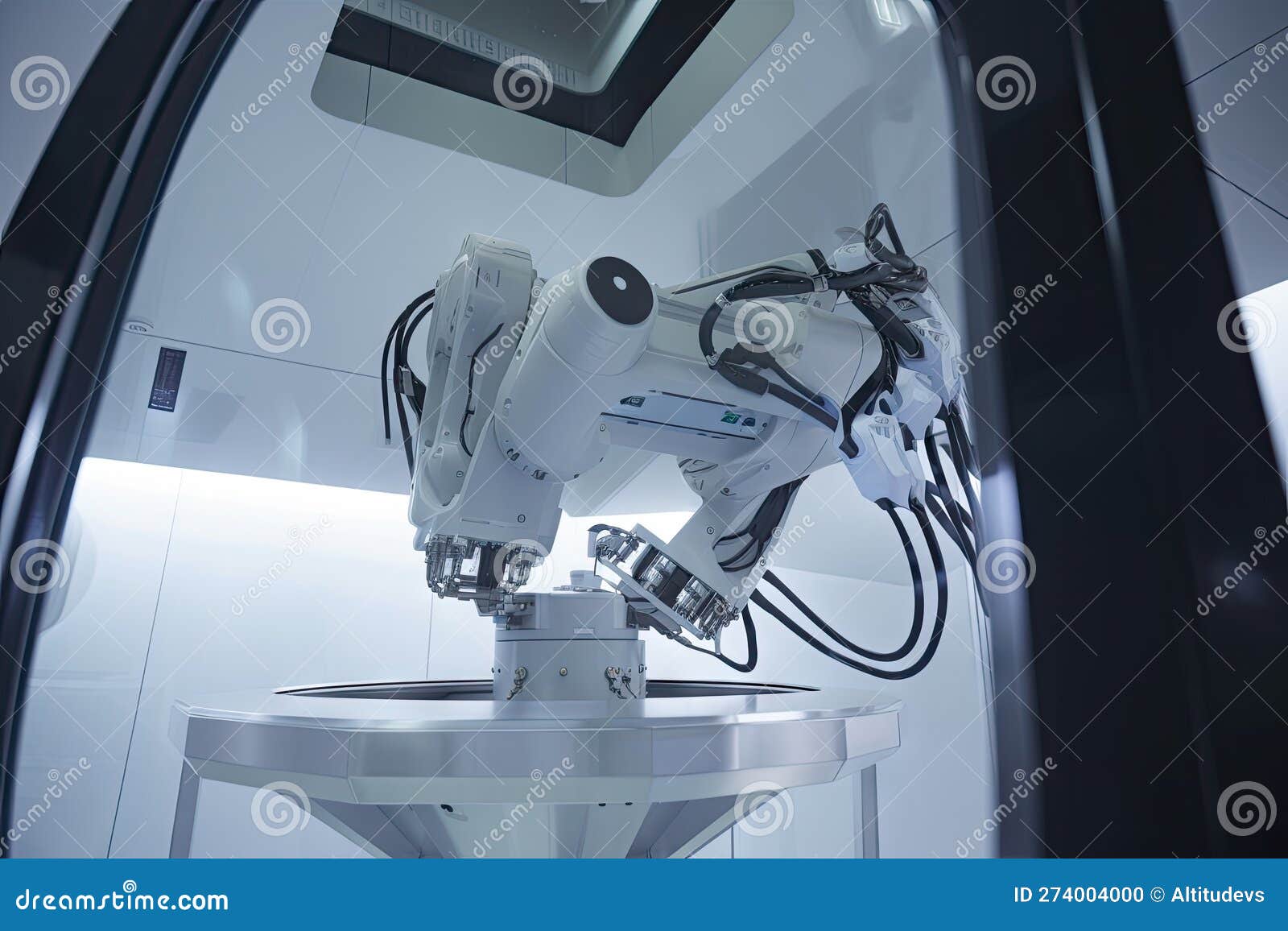 Cleanroom Robot With Gripper Arm And Inspection Light, Checking For Any ...