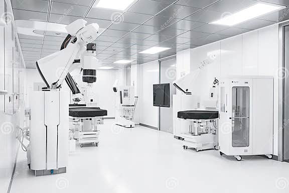 Cleanroom with Robot Performing Precise and Delicate Stock Illustration ...