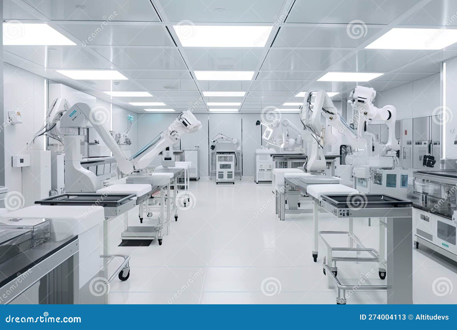 Cleanroom with Robotic Arms and Interchangeable Tools, Performing ...