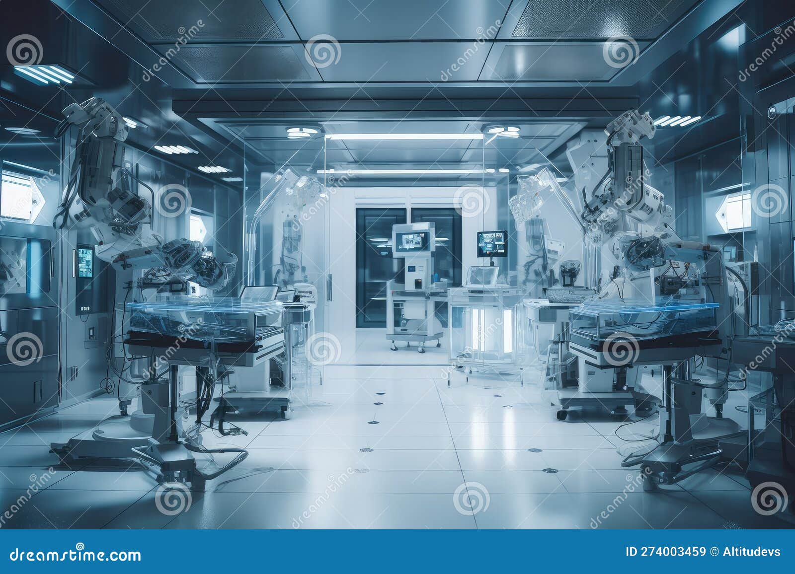 Cleanroom with Robots Performing Complex Surgical Procedures, Such As ...