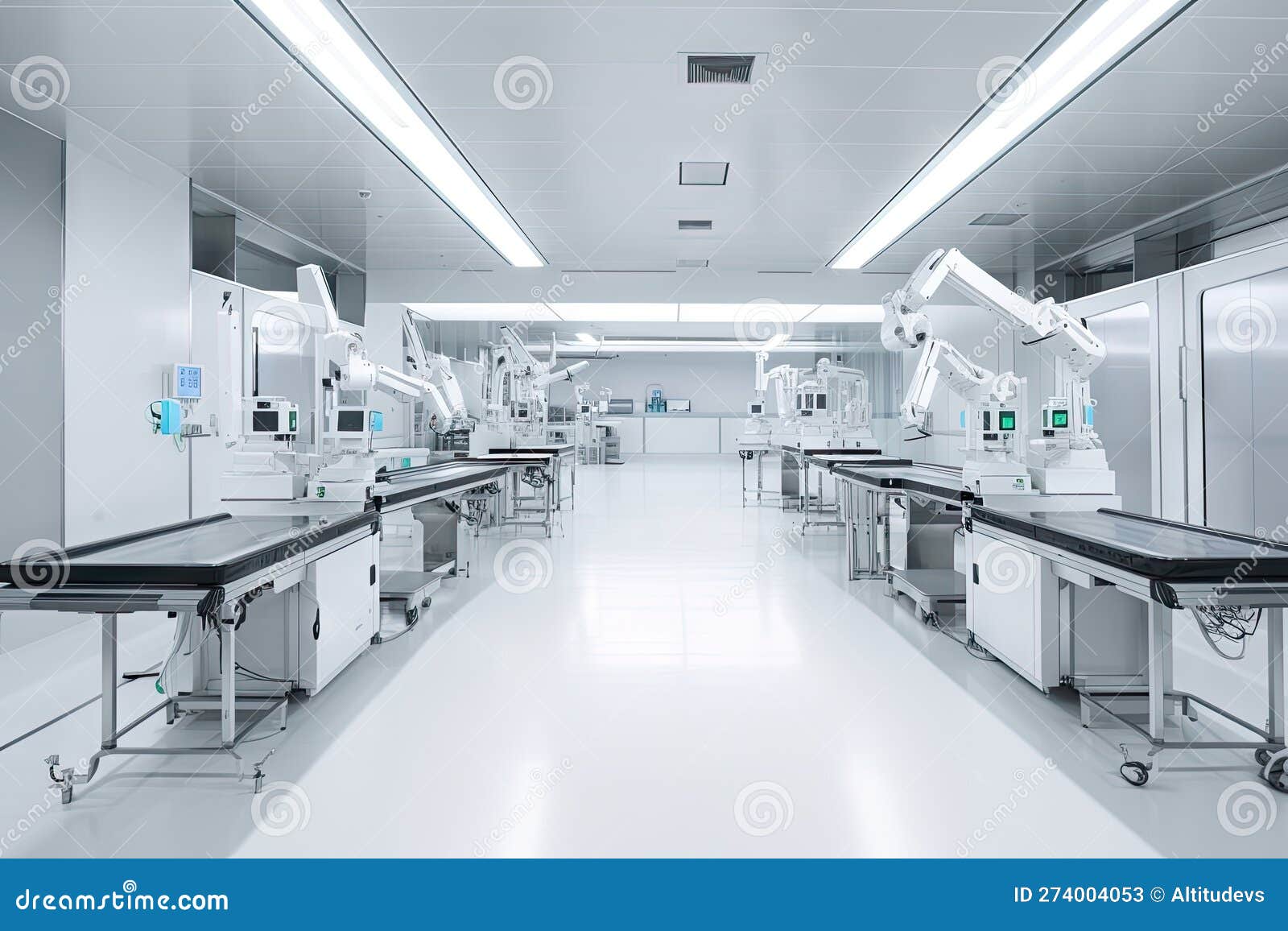 Cleanroom with Sleek and Modern Robots, Interacting with Advanced ... Cleanroom with Sleek and Modern Robots, Interacting with Advanced ...