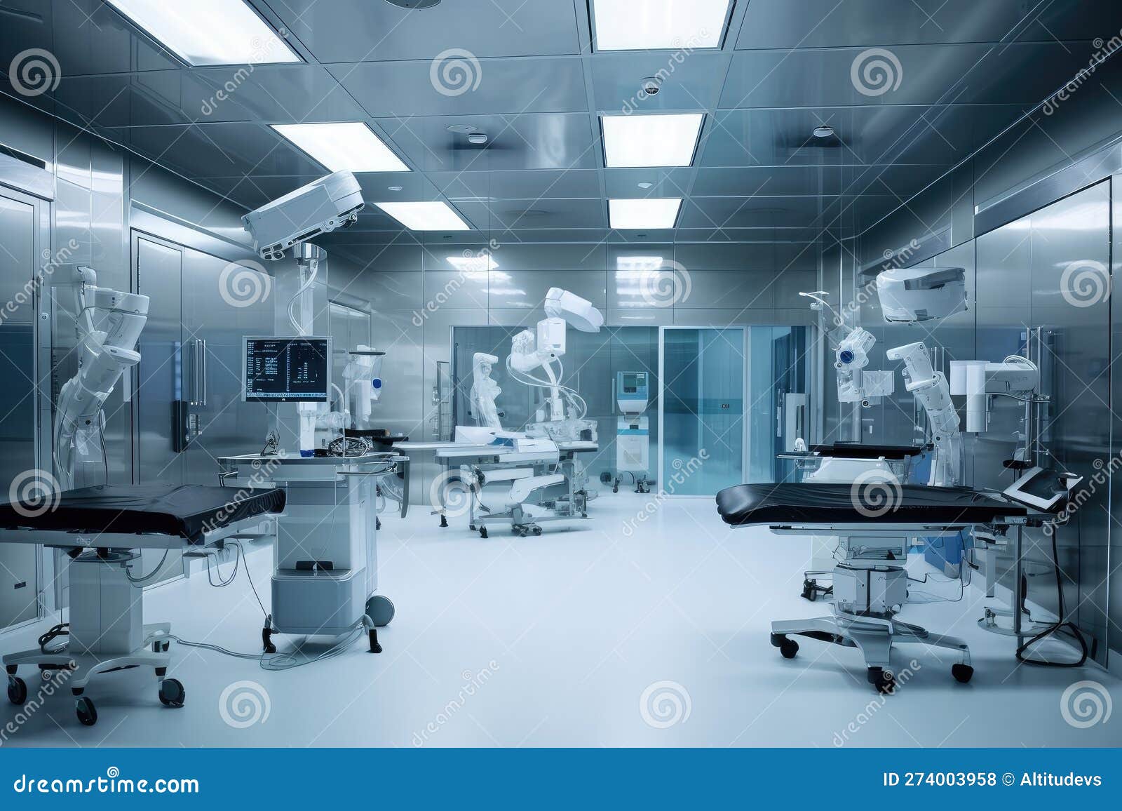 Cleanroom with Surgical Robots Performing Delicate Stock Illustration ...