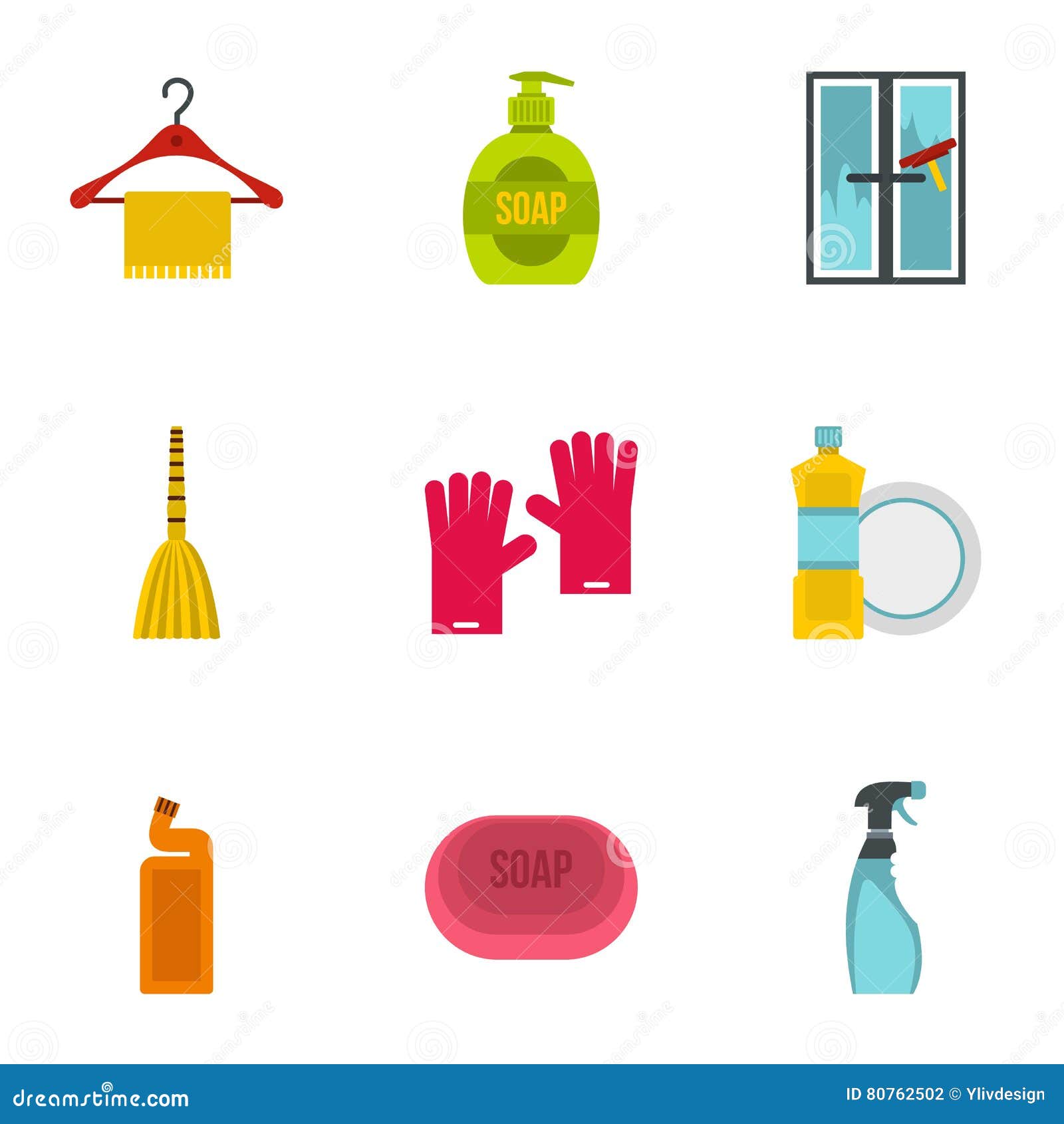 Cleansing Icons Set, Flat Style Stock Vector - Illustration of ...