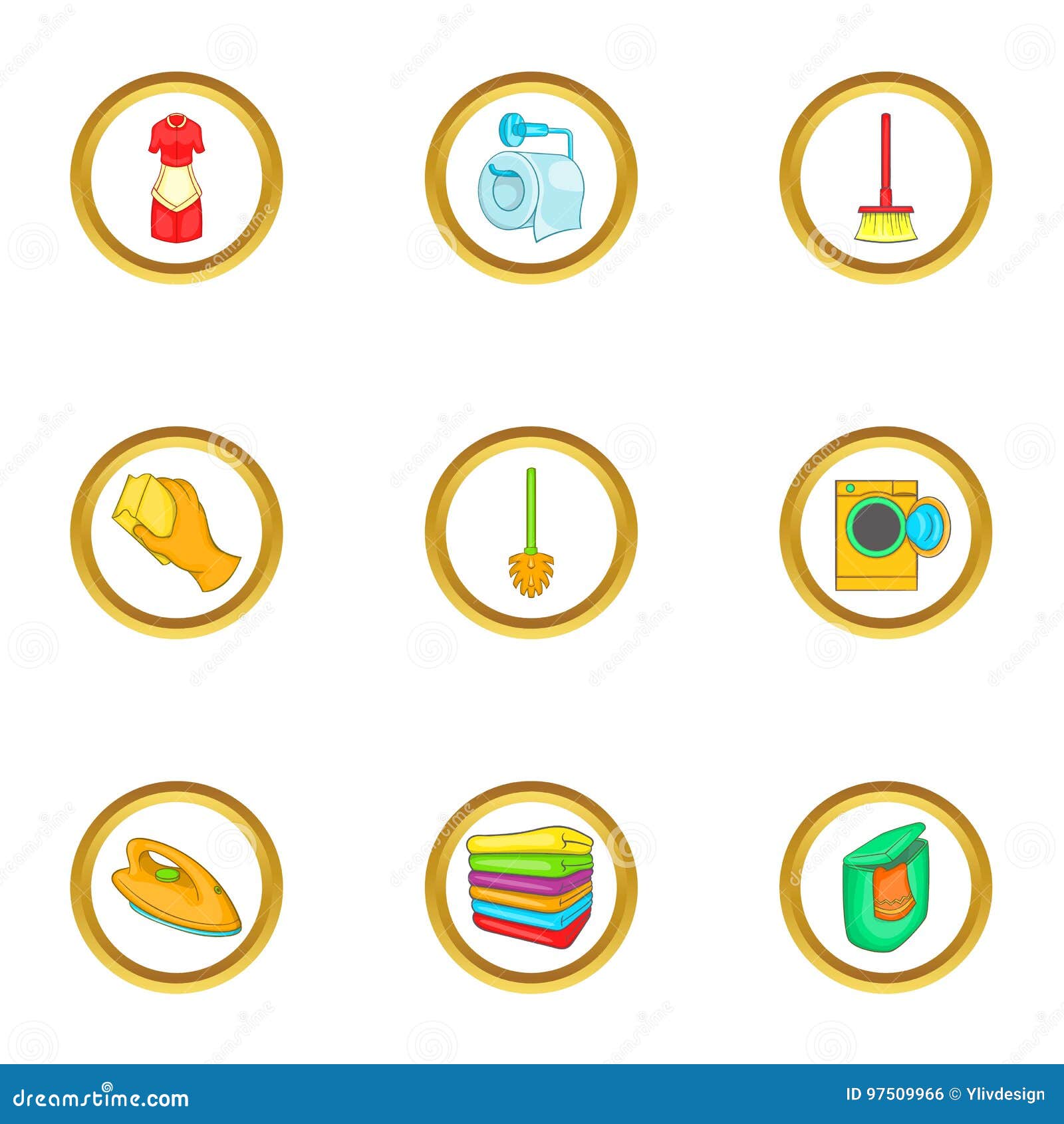 Cleanup Icons Set, Cartoon Style Stock Vector - Illustration of ...