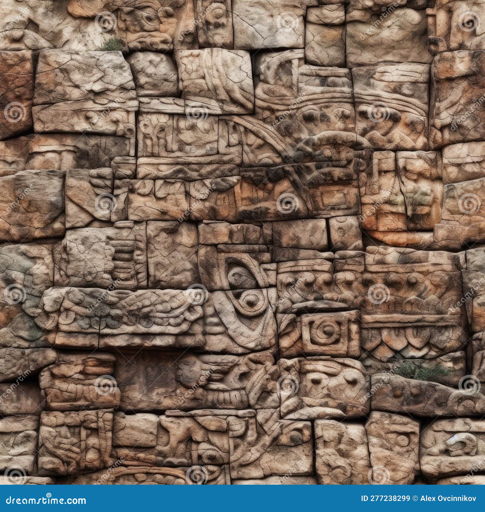 Clear Aztec Stone Wall Texture For Backgrounds And Designs. Royalty ...