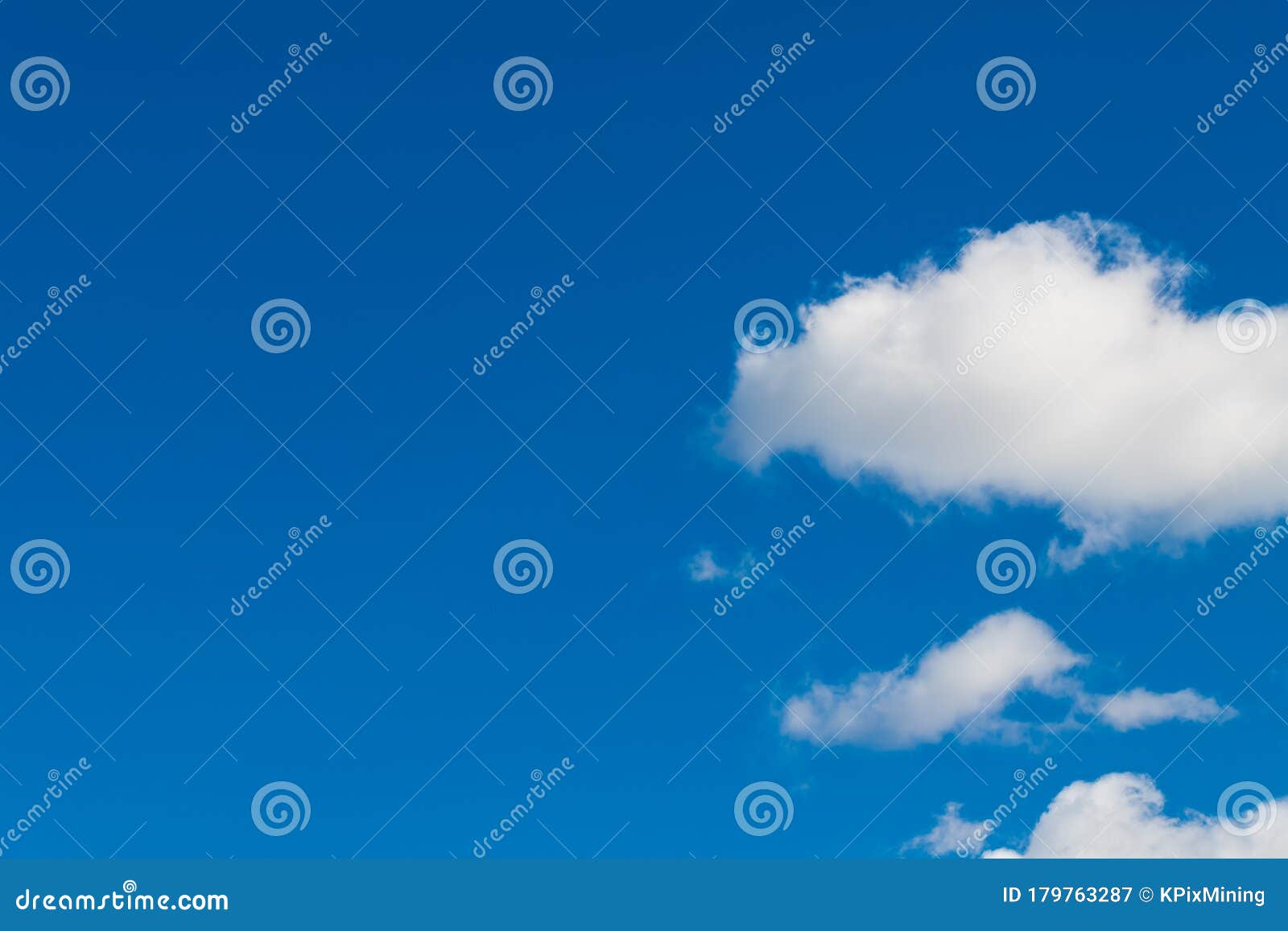 Clear Azure Blue Sky Background with Group of Romantic Puffy White ...