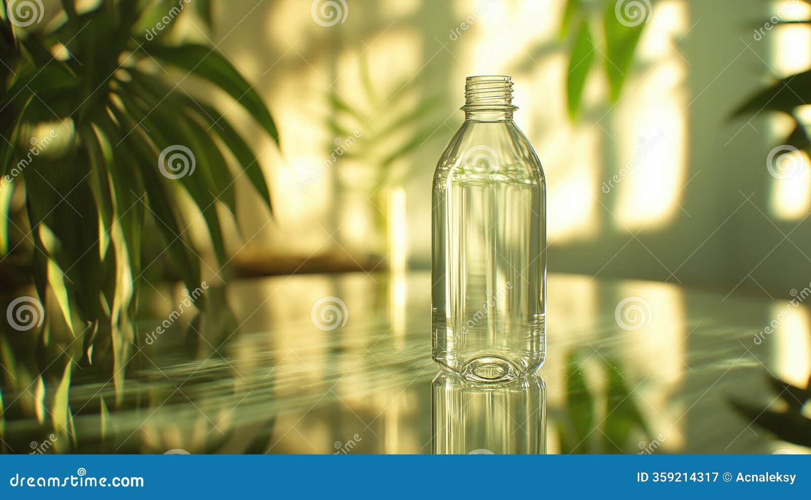 Clear Biodegradable Plastic Bottle, Resting Horizontally, on a ...