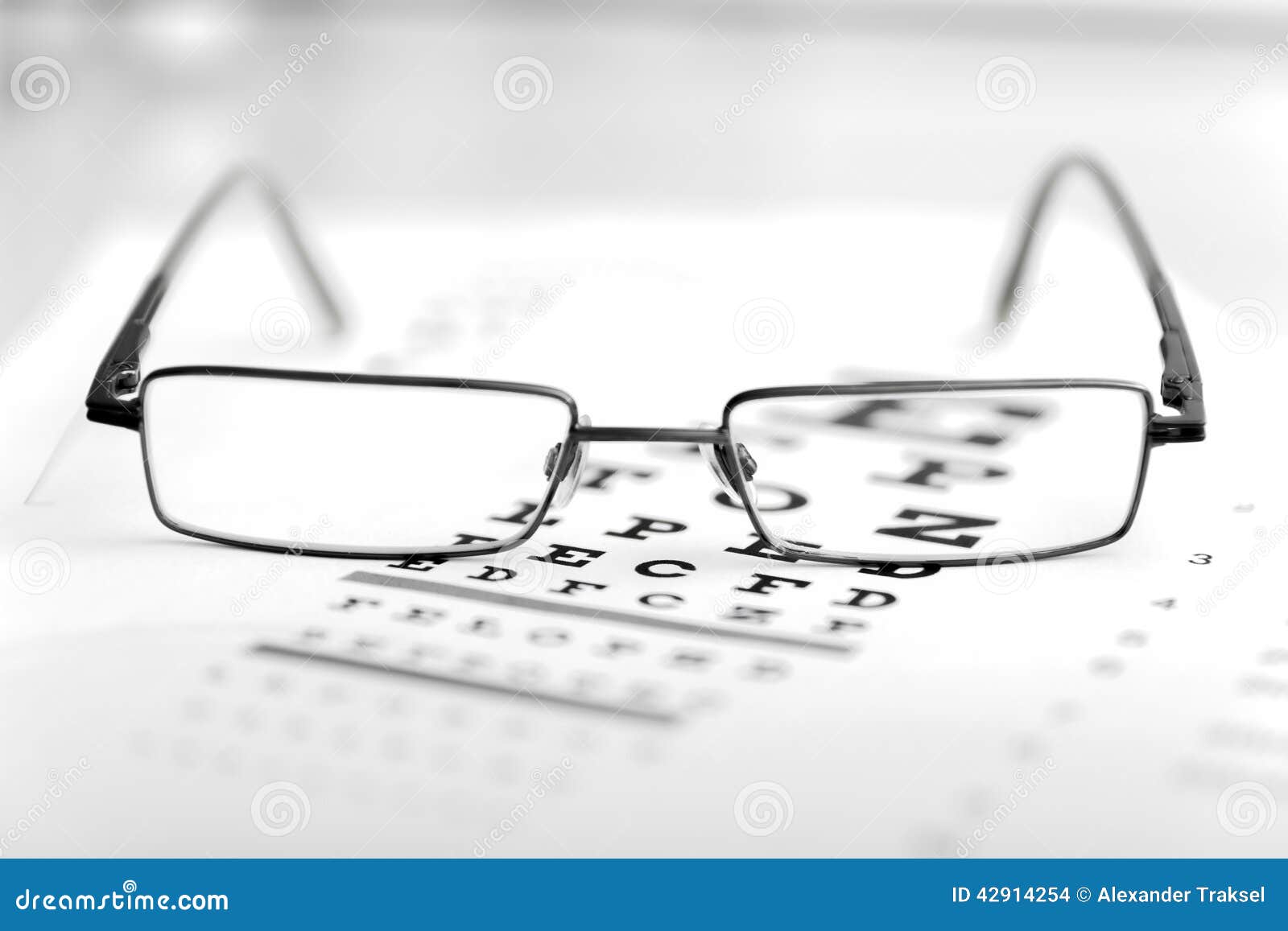 Clear Black Modern Glasses on Eye Sight Test Chart Stock Photo - Image ...
