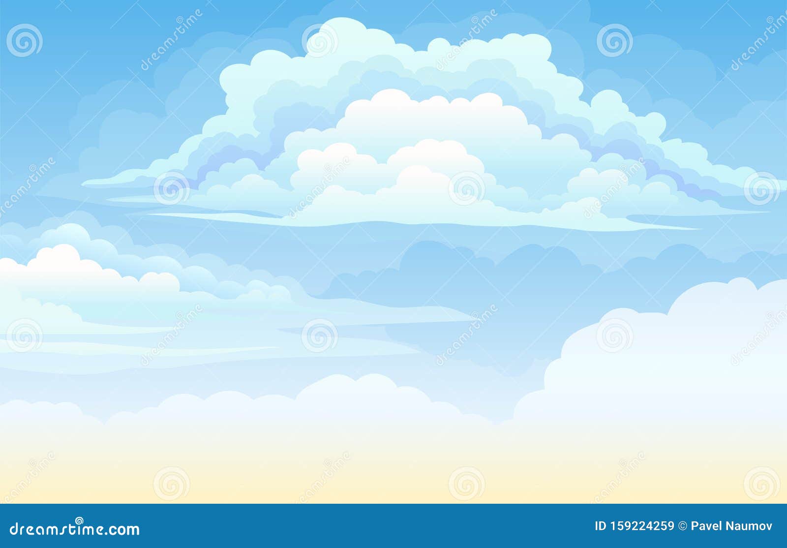 Clear Blue Daytime Sky with Clouds. Vector Illustration. Stock Vector ...