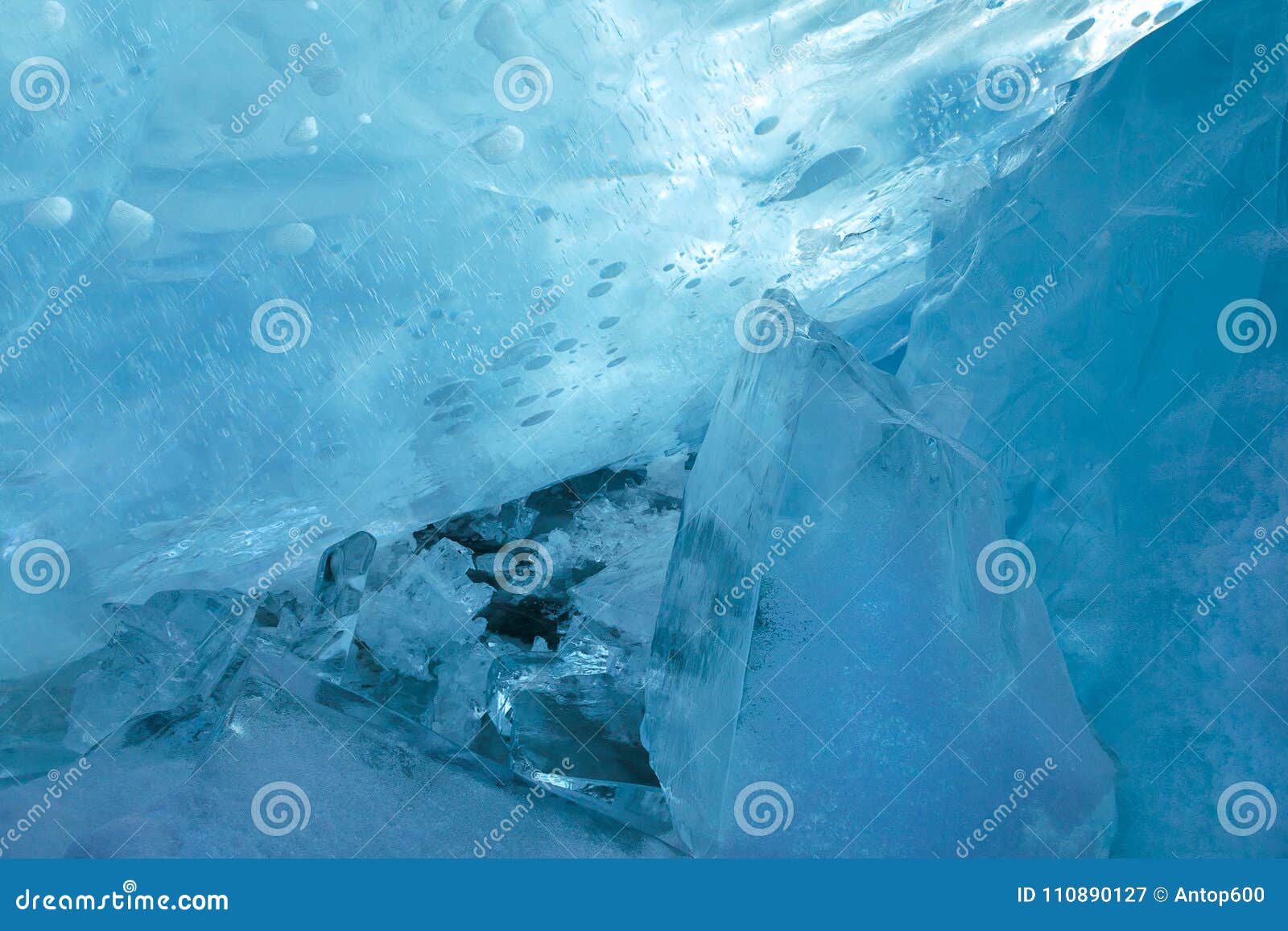 Clear Blue Ice Blocks with Bubble Structure Stock Image - Image of ...