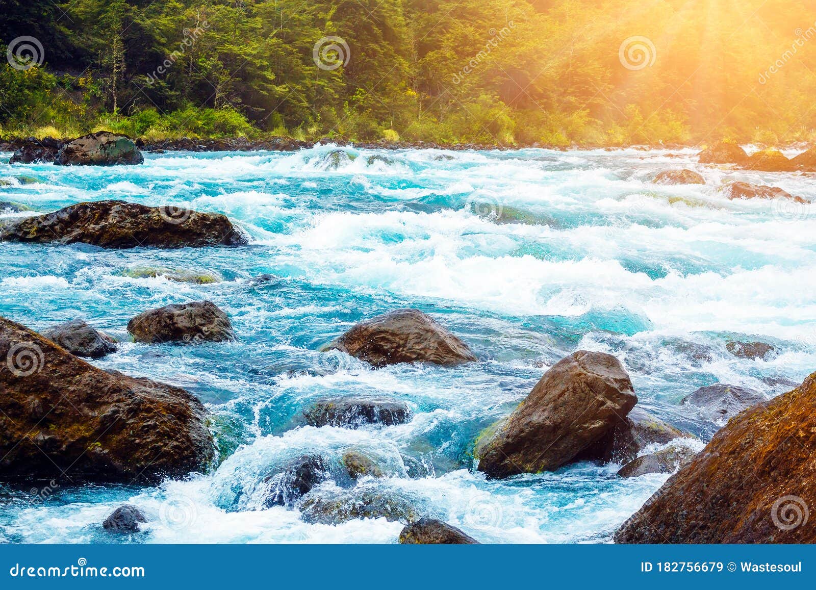 Clear blue mountain river stock image. Image of scenery - 182756679