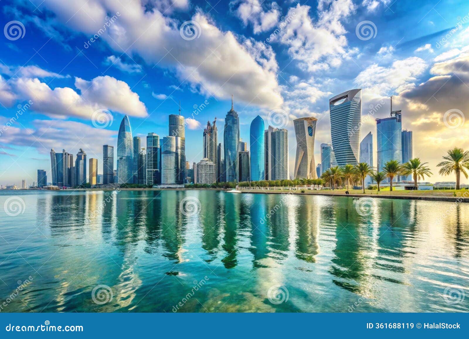 Blue Map Of Qatar Administrative Divisions With Travel Infographic ...