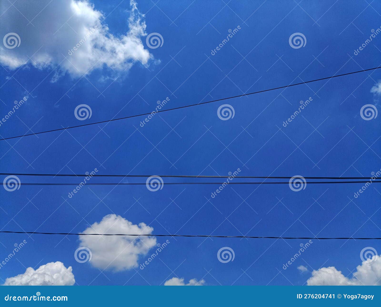 Clear Blue Sky with Electrical Wire Across the Sky Stock Image - Image ...