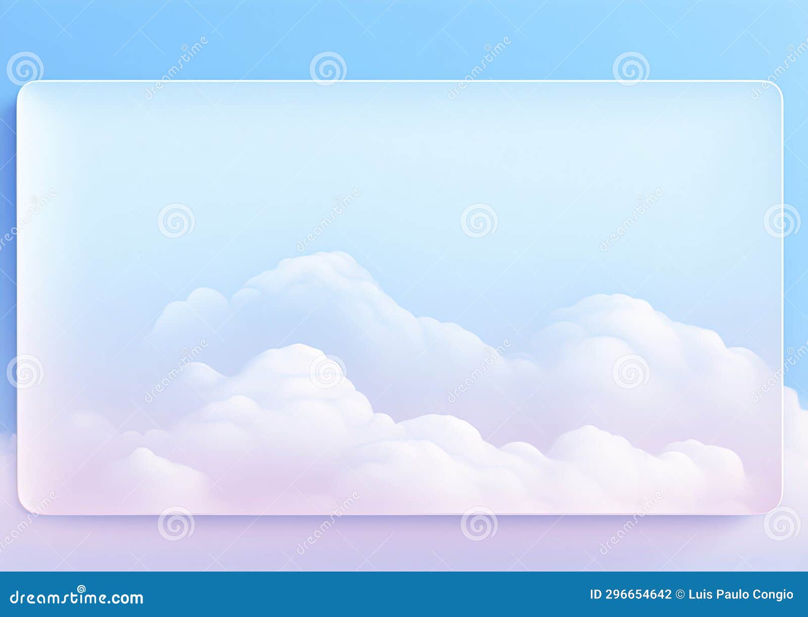 A Clear Blue Sky with Fluffy White Clouds Framed within a Square Frame ...