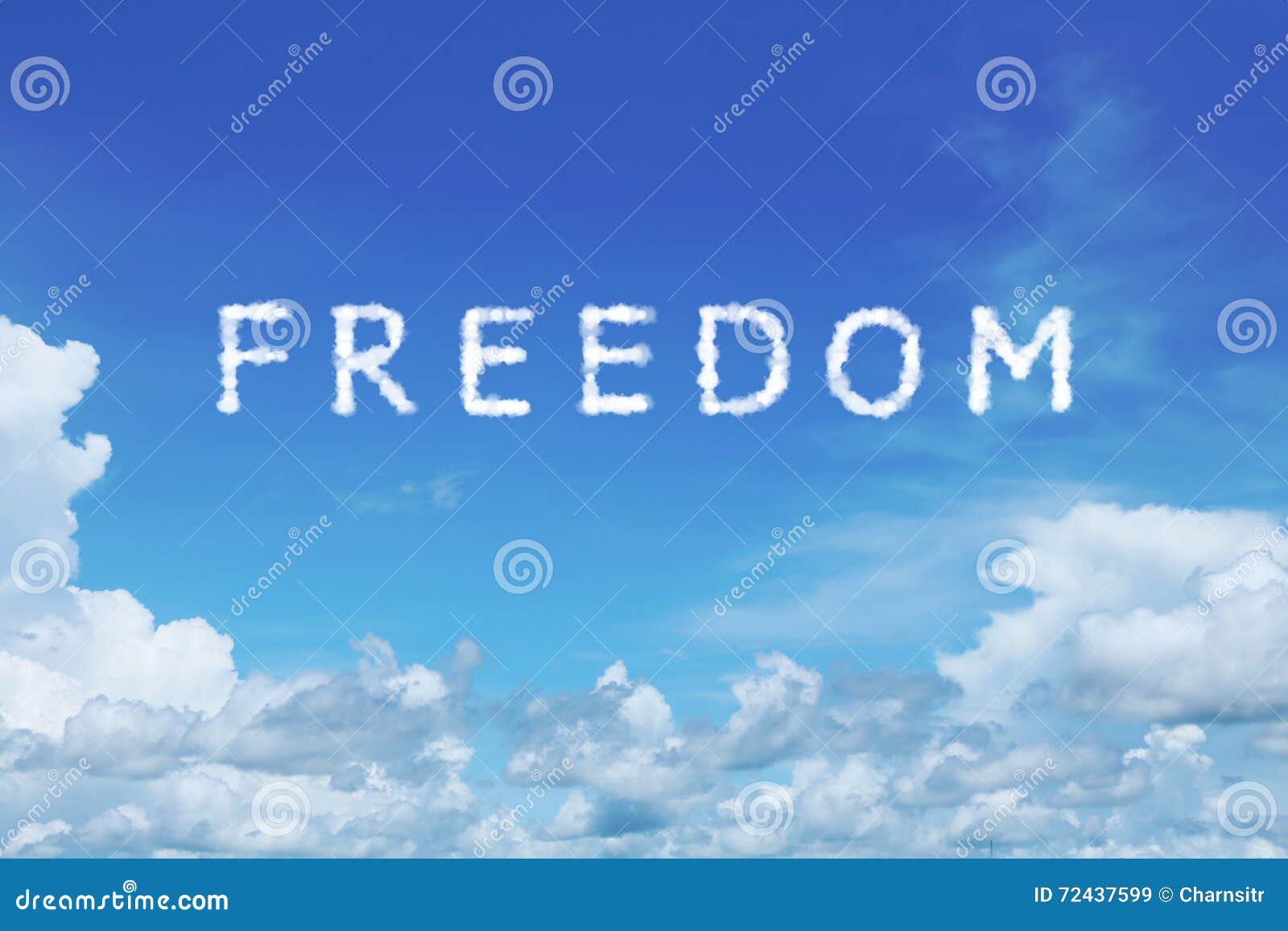 Clear Blue Sky with Freedom Cloud Text Stock Image - Image of route ...