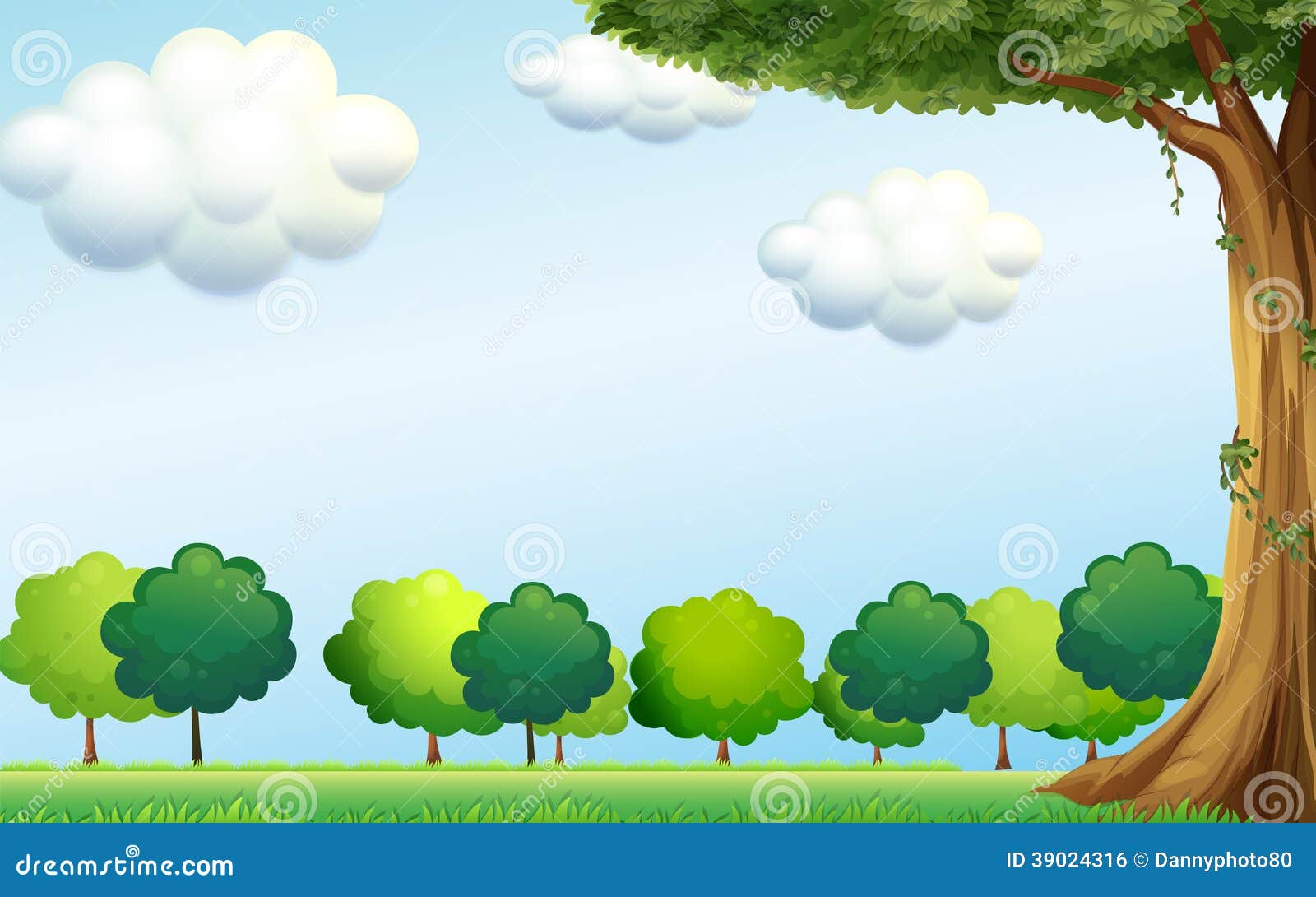 A Clear Blue Sky and the Green Trees Stock Vector - Illustration of ...