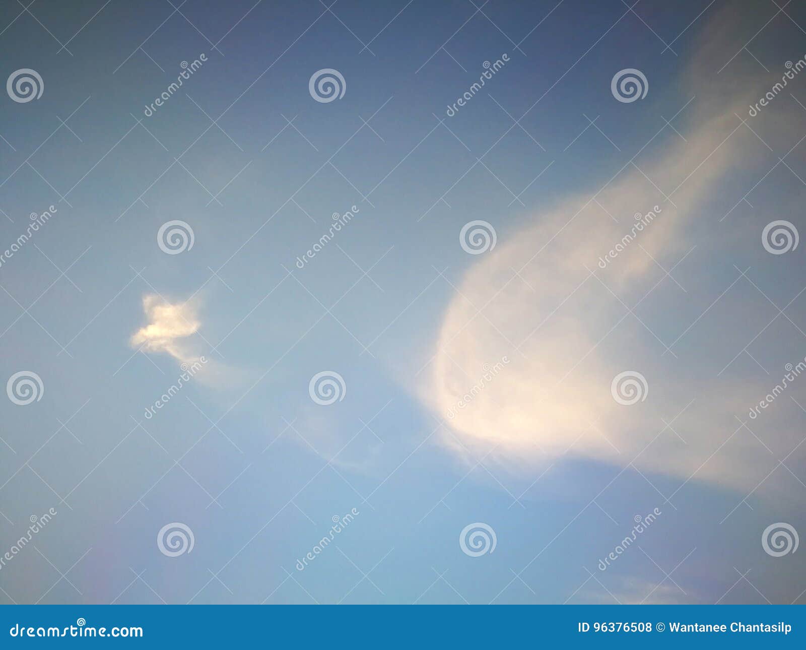 Clear Blue Sky with Soft White Clouds Look Like Phoenix Bird Stock ...