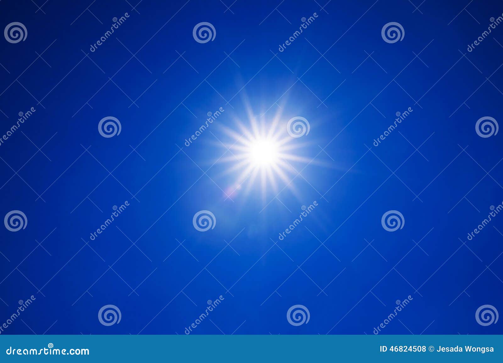 Clear Blue Sky Sun Light with Real Lens Flare Out of Focus Stock Photo ...