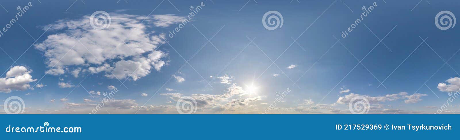 Clear Blue Sky with White Beautiful Clouds. Seamless Hdri Panorama 360 ...
