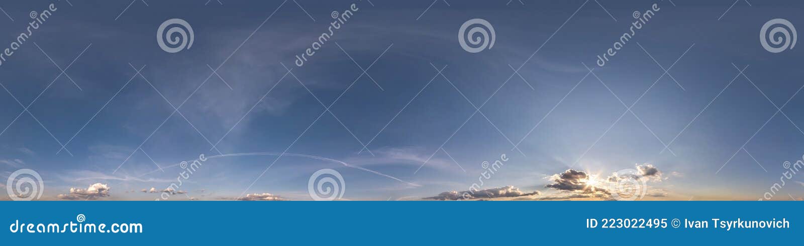 Clear Blue Sky with White Beautiful Clouds. Seamless Hdri Panorama 360 ...